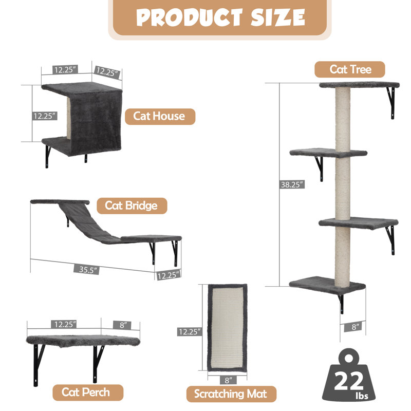 Tucker Murphy Pet™ Wall-mounted Cat Tree Shelves & Reviews | Wayfair